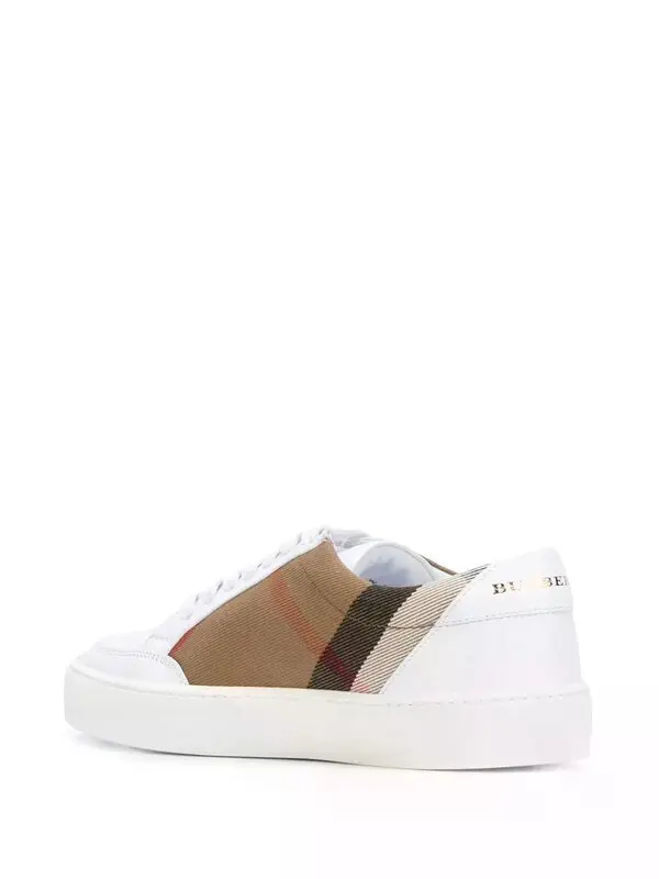 Burberry Check Detail Leather Sneakers