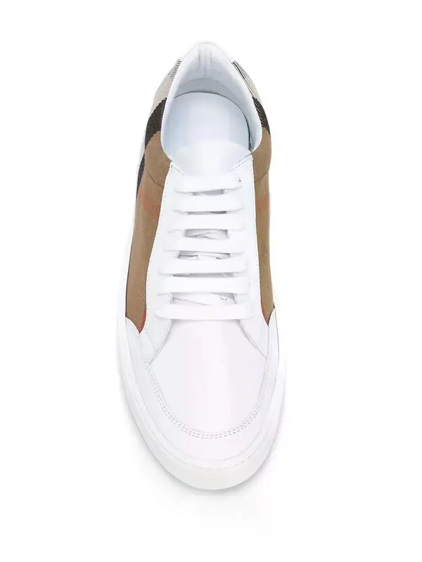 Burberry Check Detail Leather Sneakers