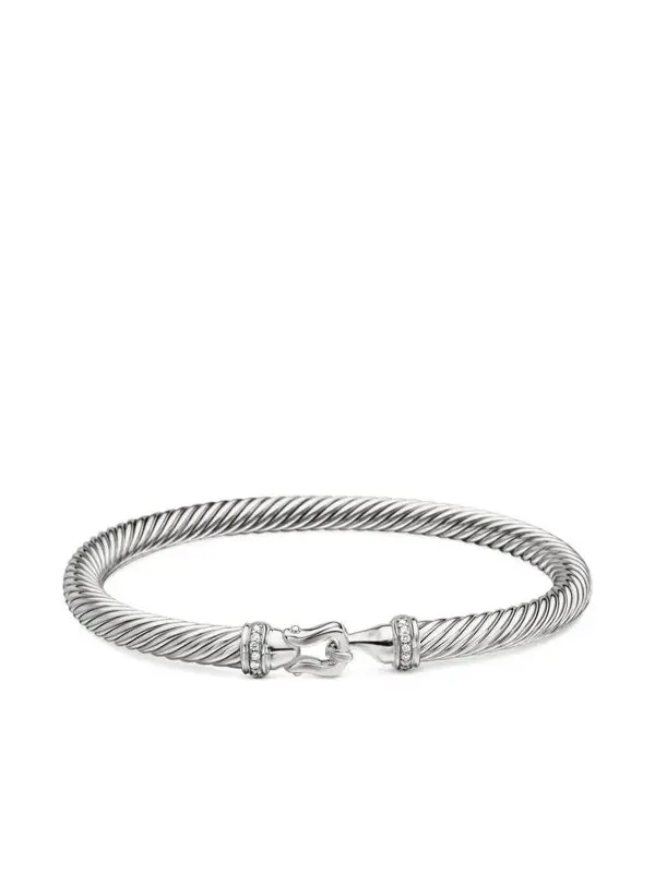 David Yurman Sterling Classic Cable Diamond Buckle Bracelet