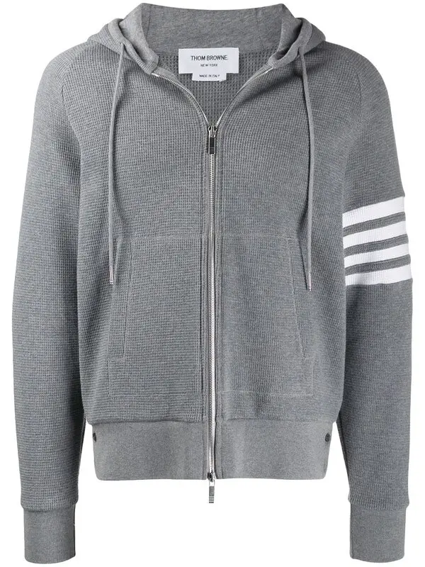 Thom Browne 4-bar Raglan-sleeve Waffle Stitch Hoodie