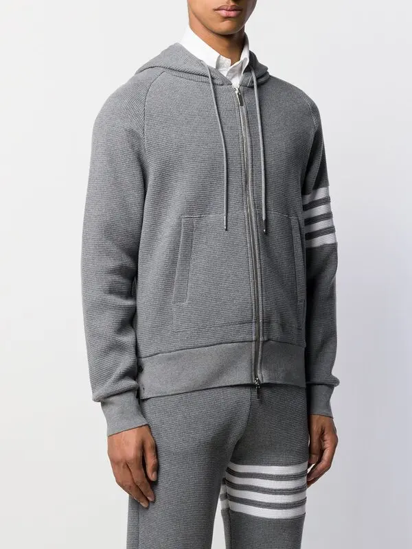 Thom Browne 4-bar Raglan-sleeve Waffle Stitch Hoodie
