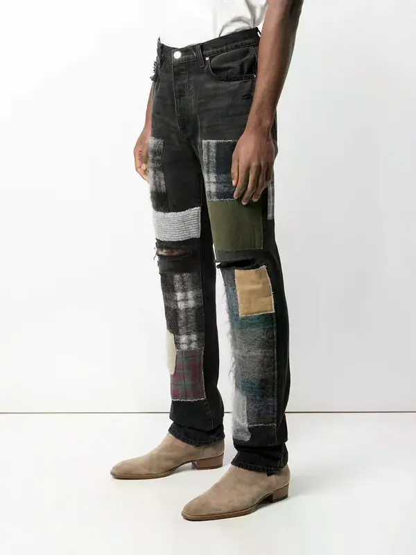 Amiri Mohair Patchwork Loose Jeans