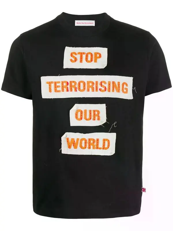 WALTER VAN BEIRENDONCK 2015 Stop Terrorising Our World Patch T-shirt - Black