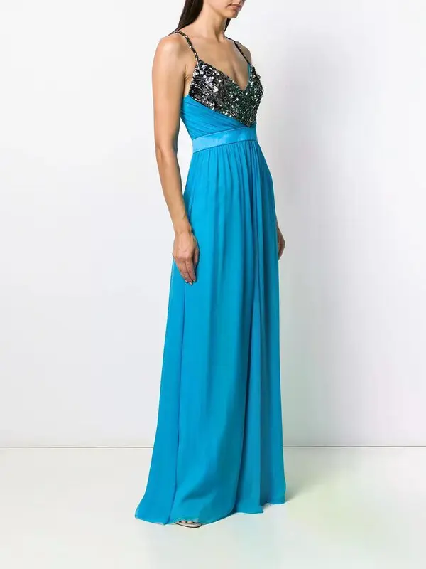 Emilio Pucci Sequinned Neckline Long Dress