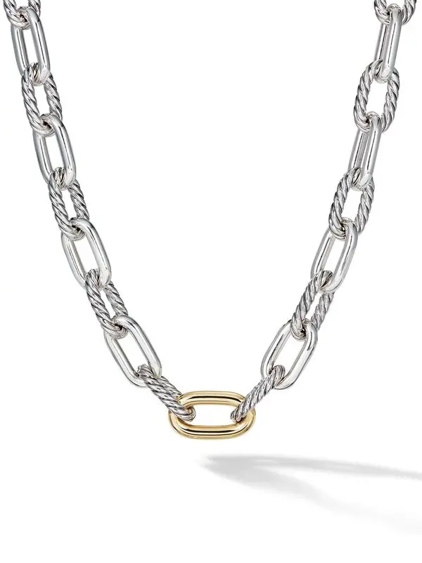 David Yurman 18kt Yellow Gold And Sterling Dy Madison Chain Necklace - Silver