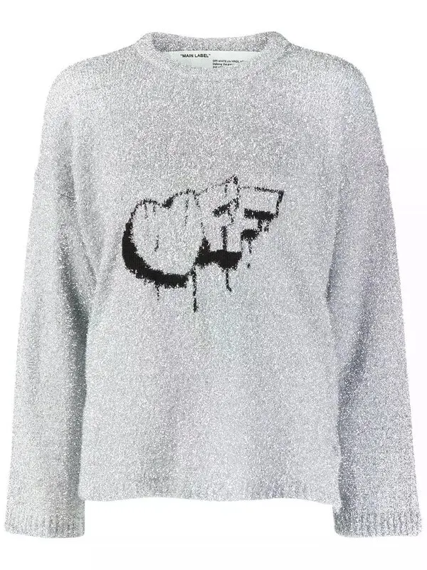 Off-White Crew Neck Jumper - Silver