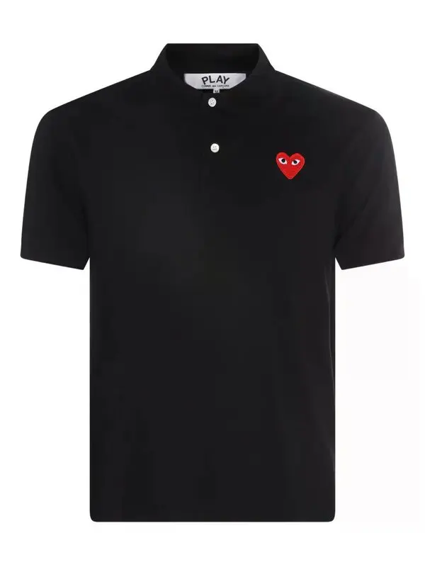 Play Comme Des Garcon Heart-patch Polo Shirt - Black