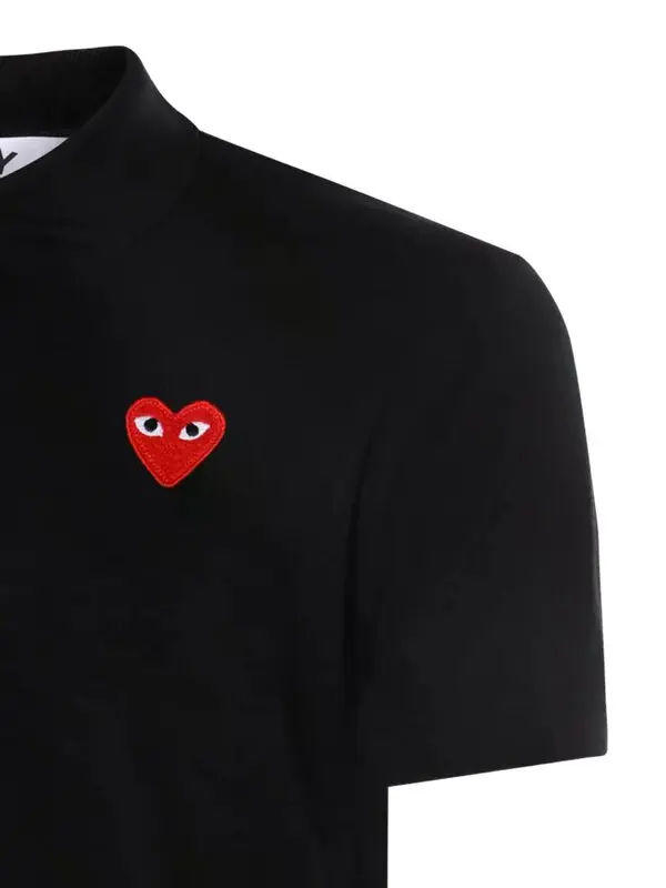 Play Comme Des Garcon Heart-patch Polo Shirt - Black