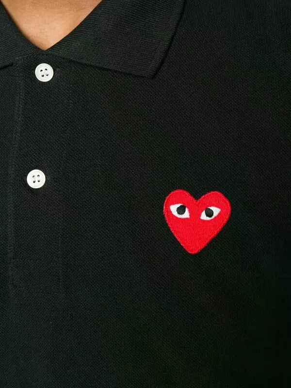 Play Comme Des Garcon Heart-patch Polo Shirt - Black