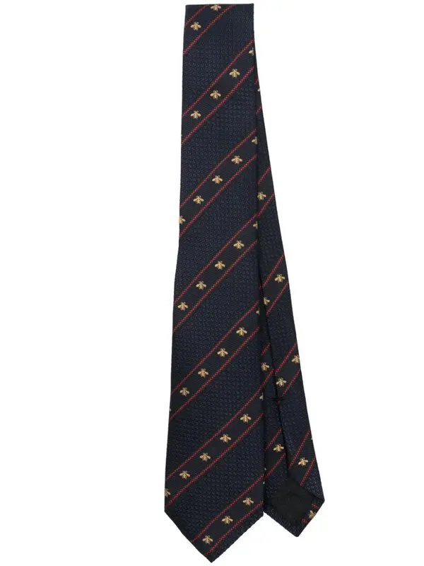Gucci Bee Web Neck Tie - Blue