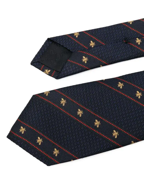 Gucci Bee Web Neck Tie - Blue