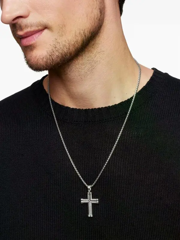 David Yurman Sterling Chevron Cross Pendant - Silver