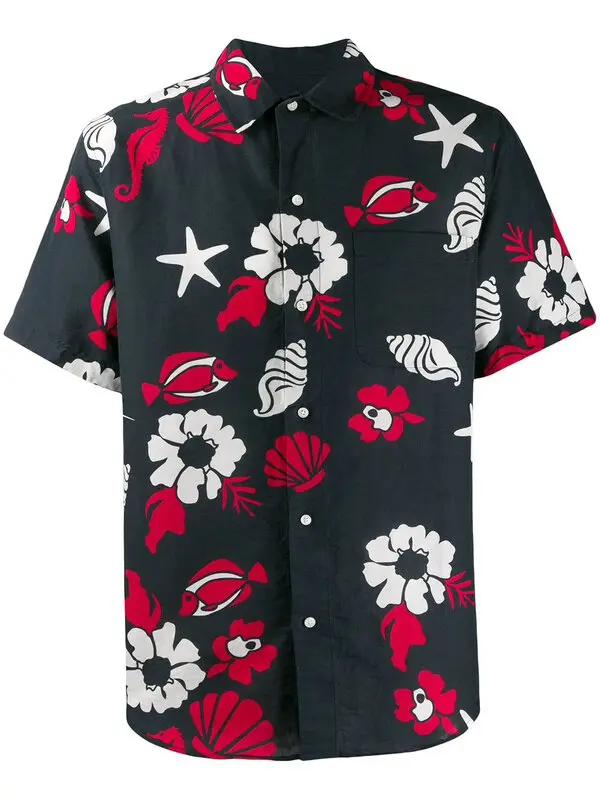 Thom Browne Rwb Multi Heavy Voile Short Sleeve Shirt - Blue