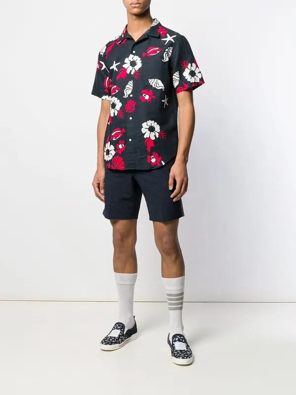 Thom Browne Rwb Multi Heavy Voile Short Sleeve Shirt