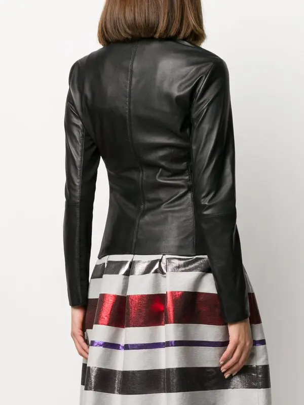 Emporio Armani Zipped Biker Jacket - White