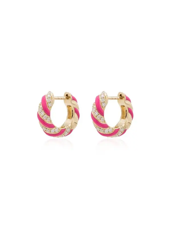 Yvonne Léon 9kt Diamond Hoop Earrings - Gold
