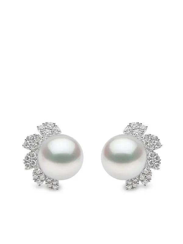 Yoko London Trend Freshwater Pearl And Diamond Earrings - Silver