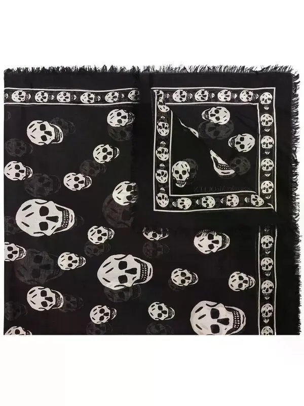 Alexander McQueen Skull Print Scarf - Black