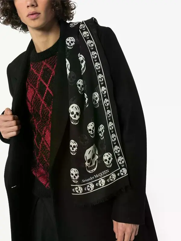 Alexander McQueen Skull Print Scarf - Black
