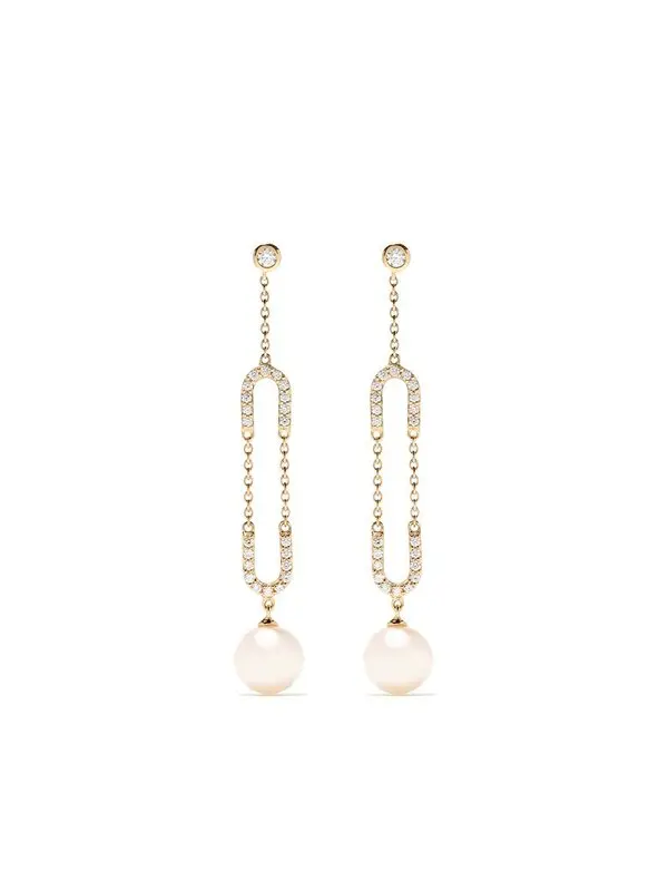 Yoko London 18kt Yellow Freshwater Pearl And Diamond Drop Earrings