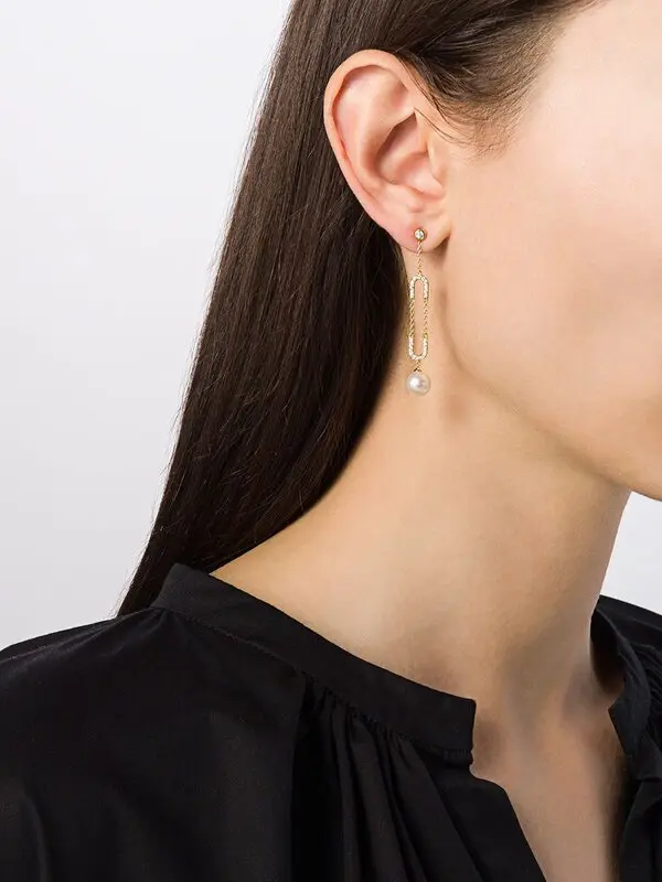 Yoko London 18kt Yellow Freshwater Pearl And Diamond Drop Earrings