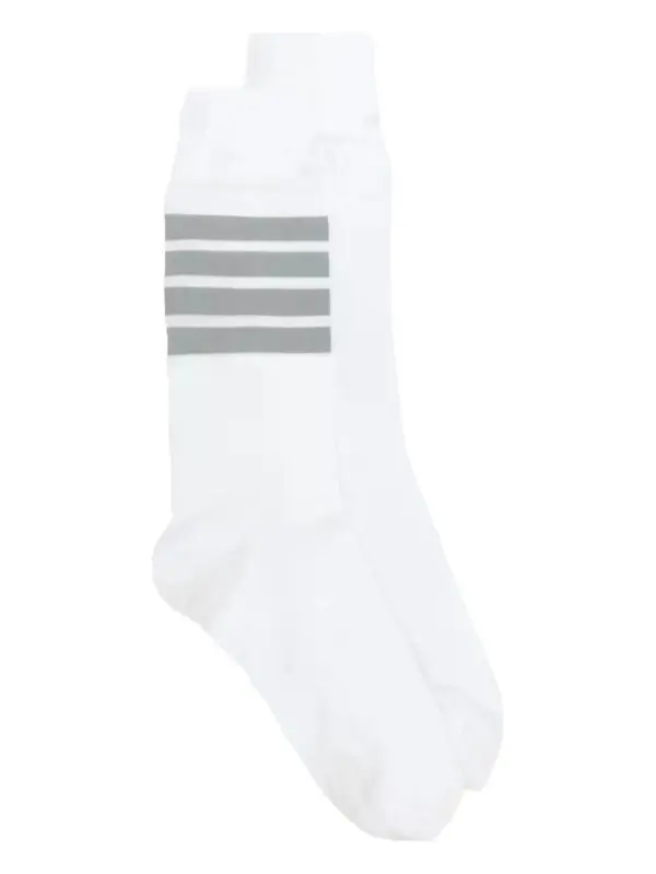 Thom Browne 4-bar Stripe Mid-calf Socks - White