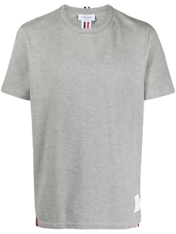 Thom Browne Rwb-stripe Piqué T-shirt - Grey