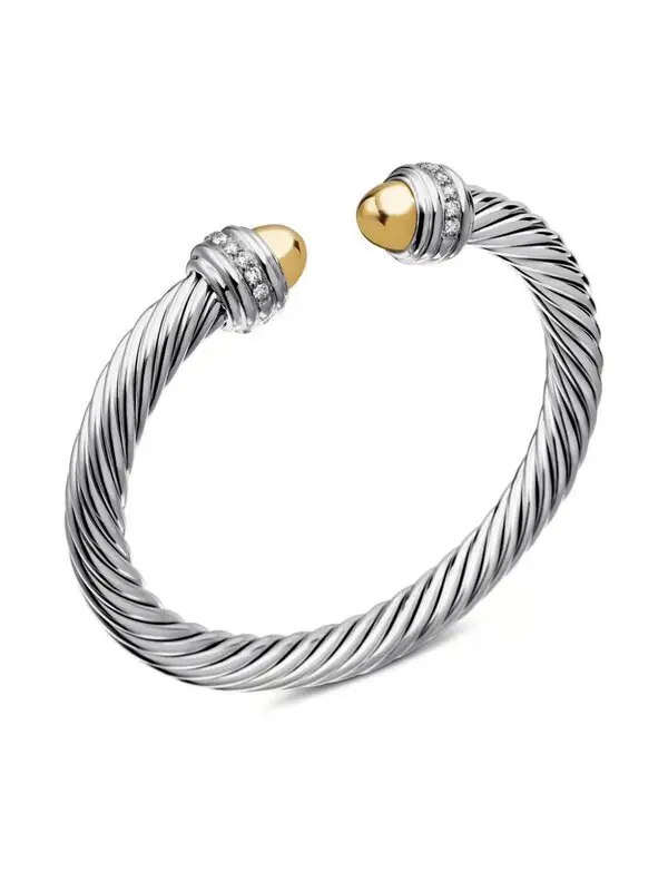 David Yurman 14kt Yellow Gold And Sterling Diamond Bracelet - Silver