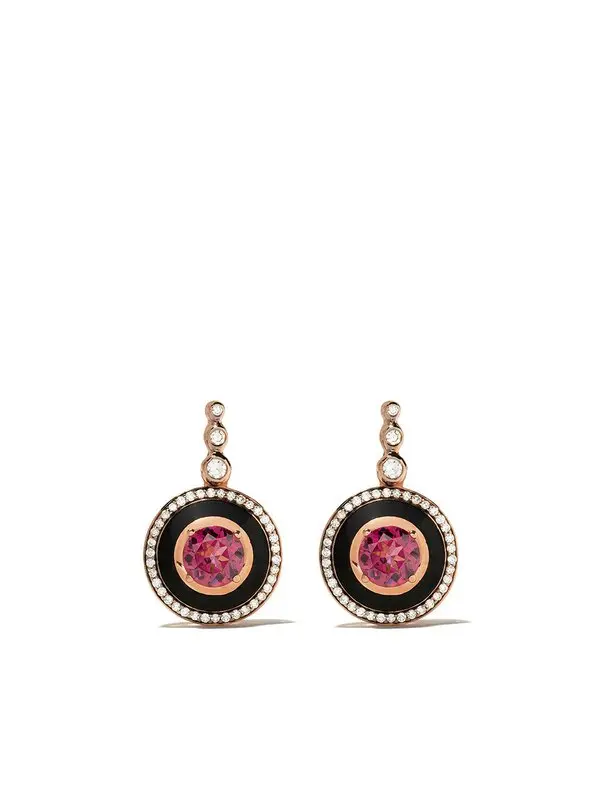 SELIM MOUZANNAR 18kt Diamond And Rhodolite Earrings - Pink