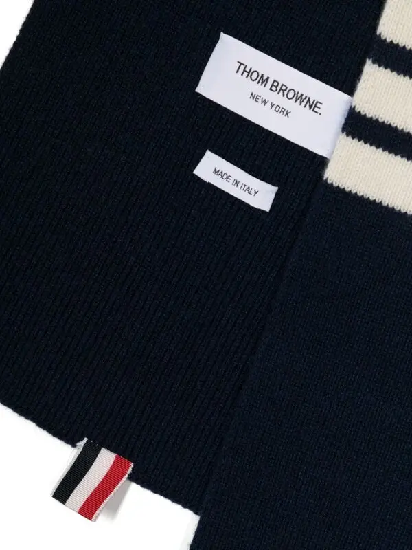 Thom Browne Cashmere Rib 4-bar Scarf - Blue