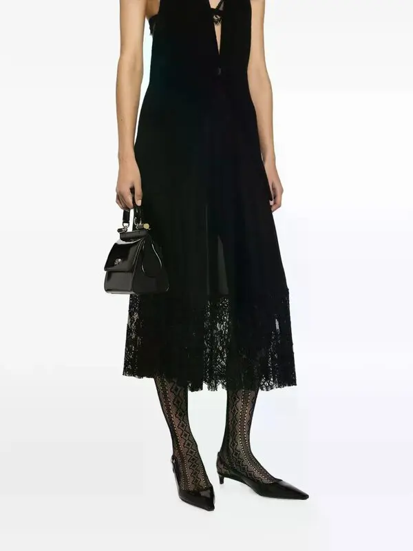Dolce & Gabbana Long Georgette Skirt With Lace Edgings