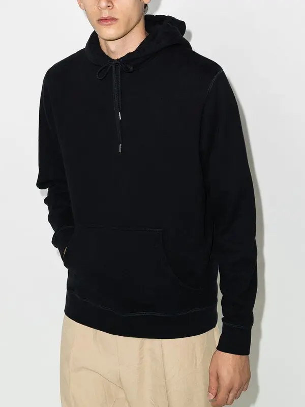 Sunspel Drawstring Cotton Hoodie - Black