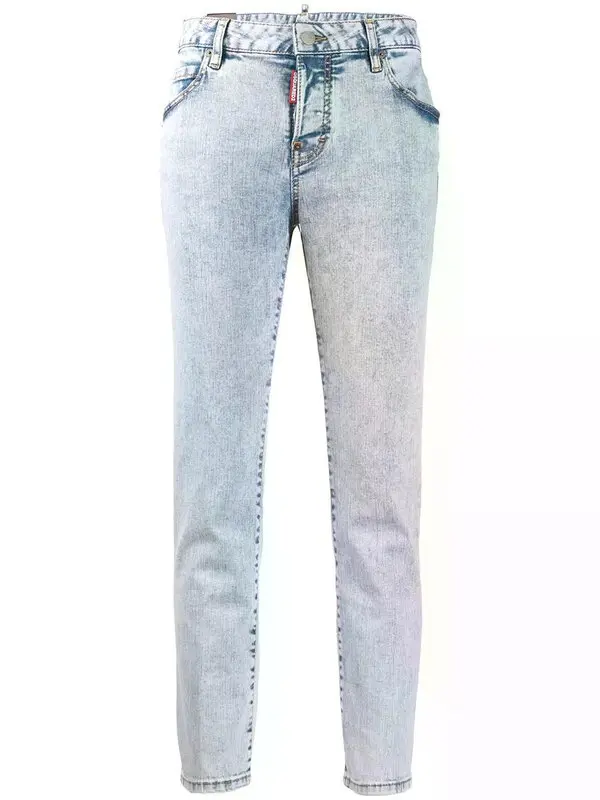 Dsquared2 Straight Leg Acid Wash Jeans - Blue