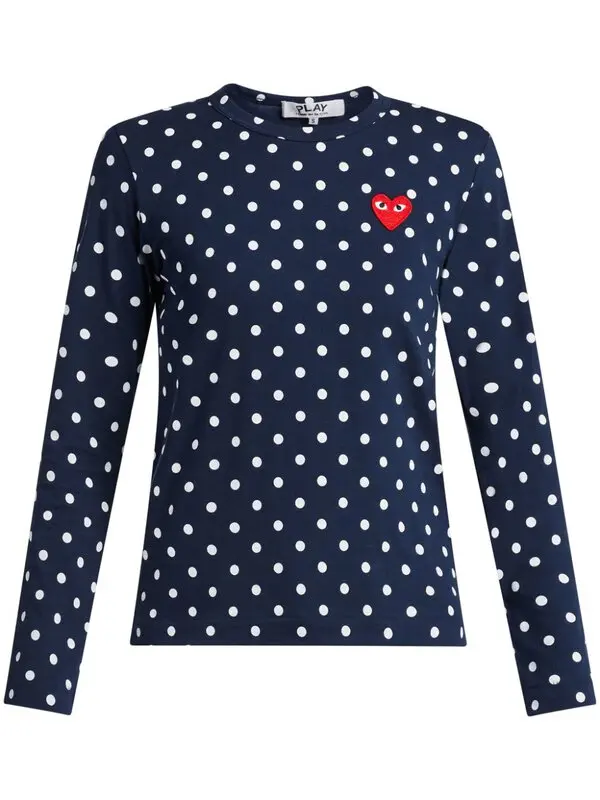 Play Comme Des Garcon Polka Dot Heart Logo T-shirt - Blue