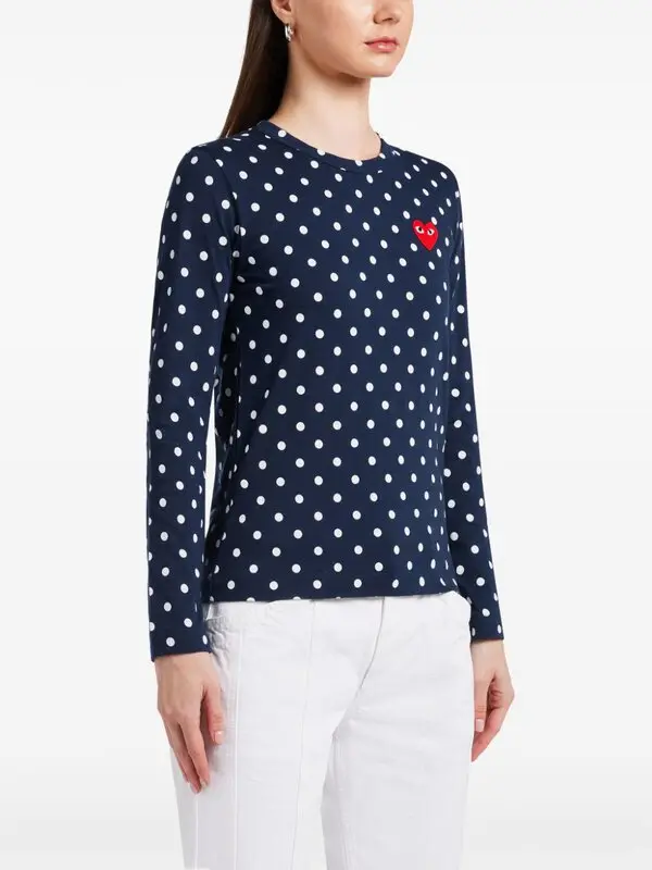 Play Comme Des Garcon Polka Dot Heart Logo T-shirt - Blue
