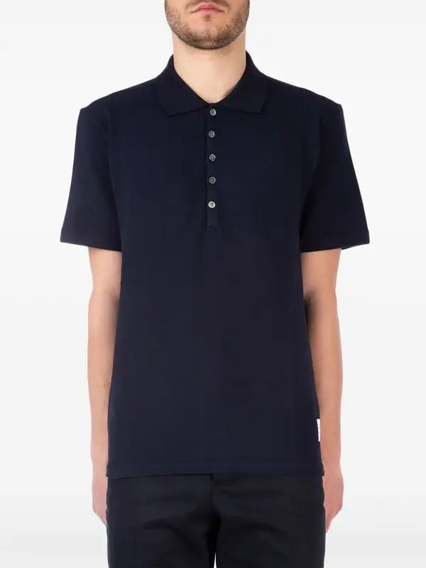 Thom Browne Pique Rwb Stripe Relaxed Polo - Blue