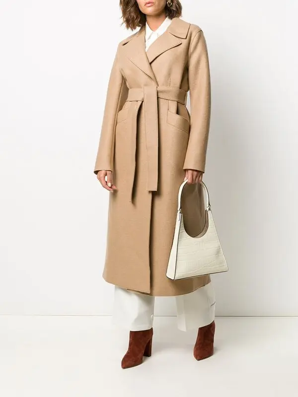 Harris Wharf London Long Pressed Wool Coat Neutrals Editorialist