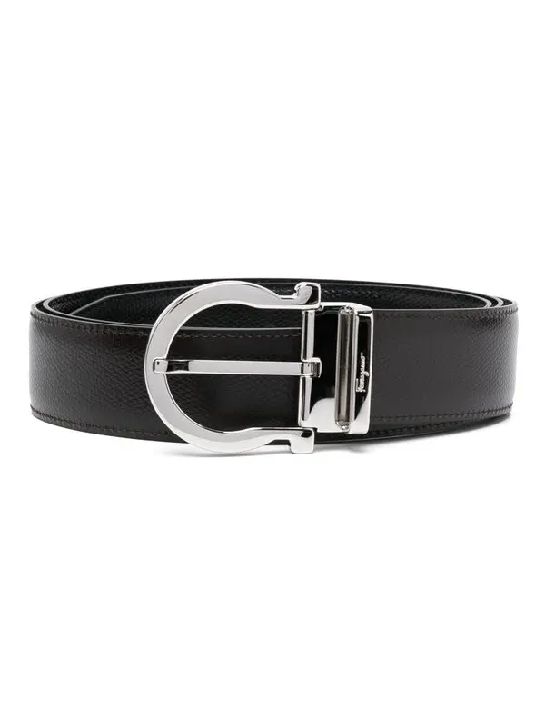 FERRAGAMO Gancini Leather Belt - Black
