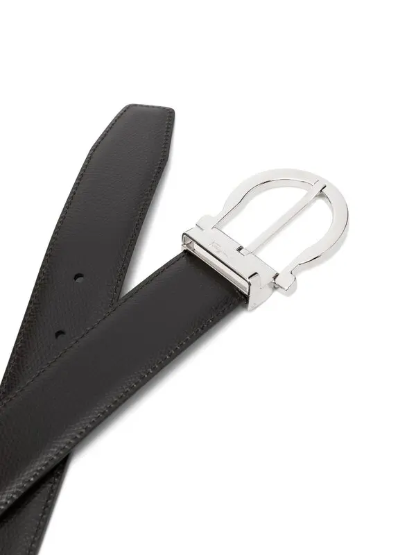 FERRAGAMO Gancini Leather Belt - Black