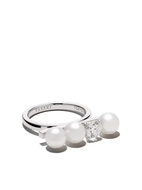 TASAKI 18kt Akoya Pearl And Diamond Ring - Silver