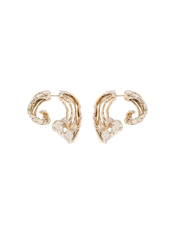 BIBI VAN DER VELDEN 18kt Yellow Wave Diamond Earrings - Gold