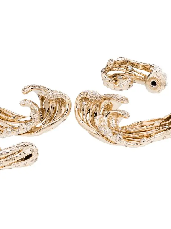 BIBI VAN DER VELDEN 18kt Yellow Wave Diamond Earrings