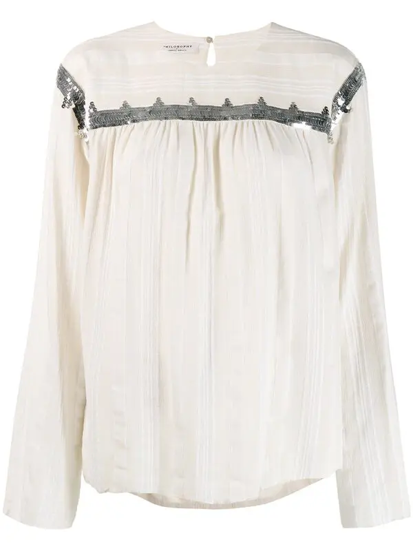 Philosophy Di Lorenzo Serafini Sequin Embellished Blouse - Neutrals