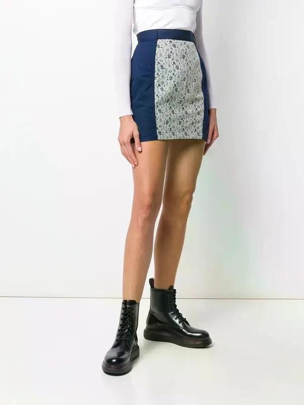 JEAN PAUL GAULTIER Floral Lace Panel Mini Skirt