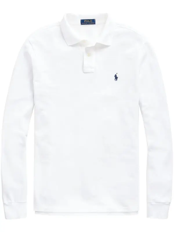 Polo Ralph Lauren Logo Embroidered Long-sleeve Polo Shirt - White