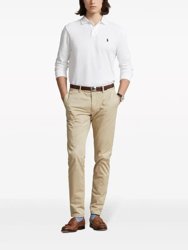 Polo Ralph Lauren Logo Embroidered Long-sleeve Polo Shirt - White