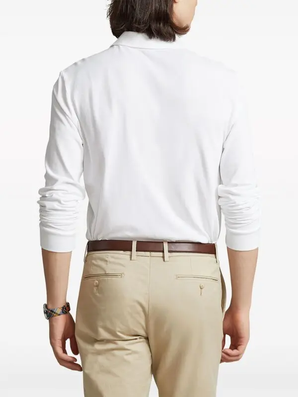 Polo Ralph Lauren Logo Embroidered Long-sleeve Polo Shirt - White