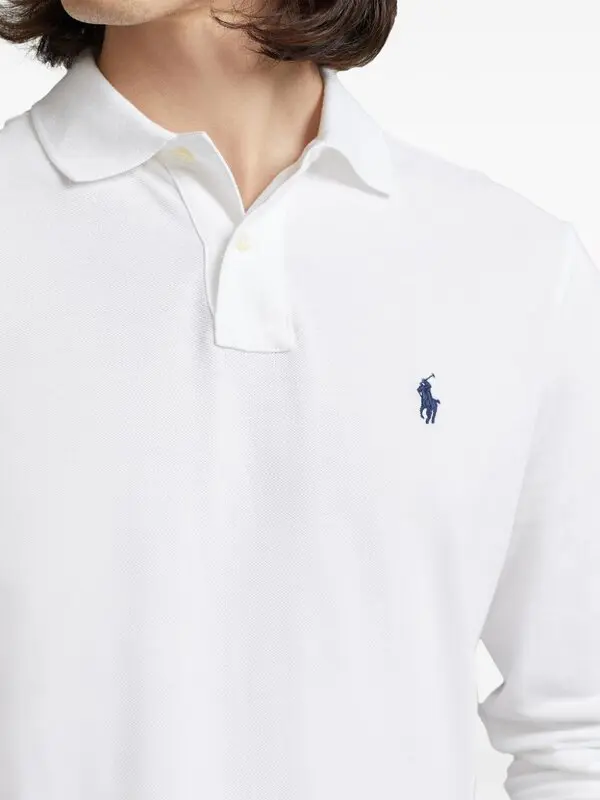 Polo Ralph Lauren Logo Embroidered Long-sleeve Polo Shirt - White