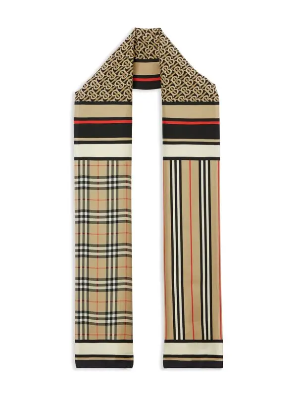 Burberry Montage Print Silk Scarf - Neutrals