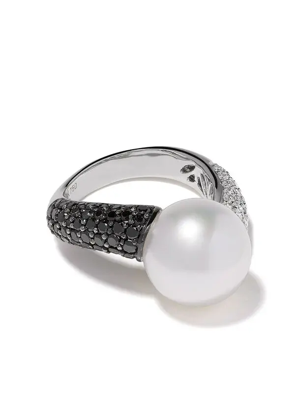 Yoko London 18kt White Gold Twilight South Sea Pearl And Diamond Ring - Silver